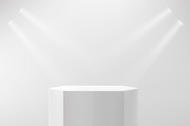 Illuminated stage with projectors 3d background Vector Image