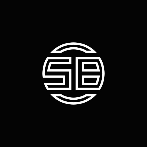 Sb monogram logo circle ribbon style outline Vector Image