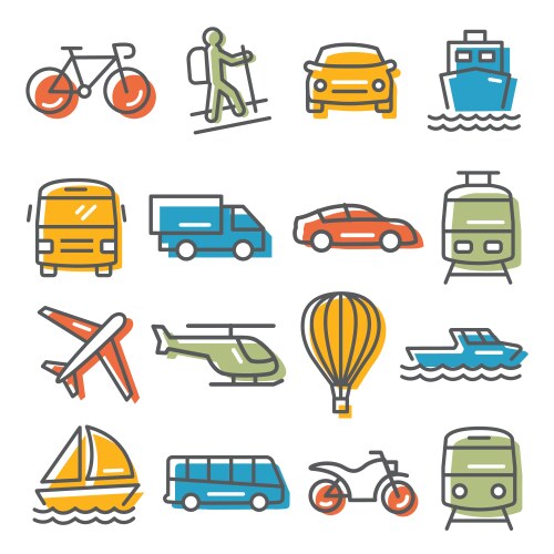 Set of cartoon land transport Royalty Free Vector Image