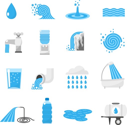 Water drop icons and design elements Royalty Free Vector