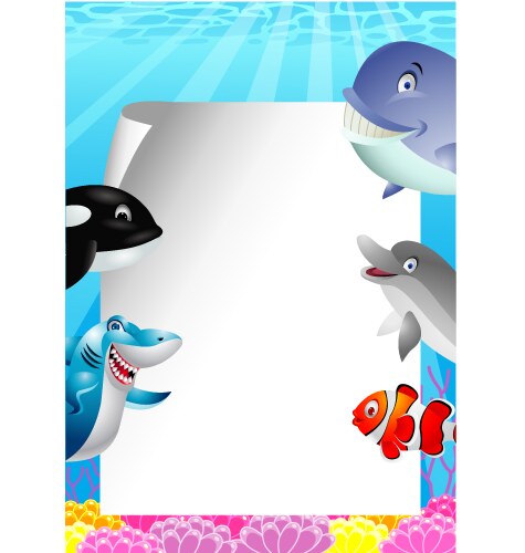 Blank sign template with turtle on white Vector Image