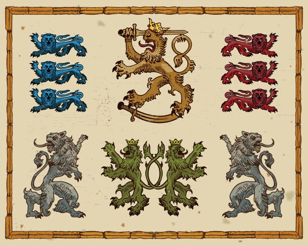 Heraldic elements collection Royalty Free Vector Image