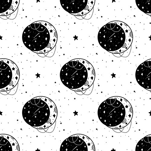 Seamless pattern with gold stars and moon Vector Image