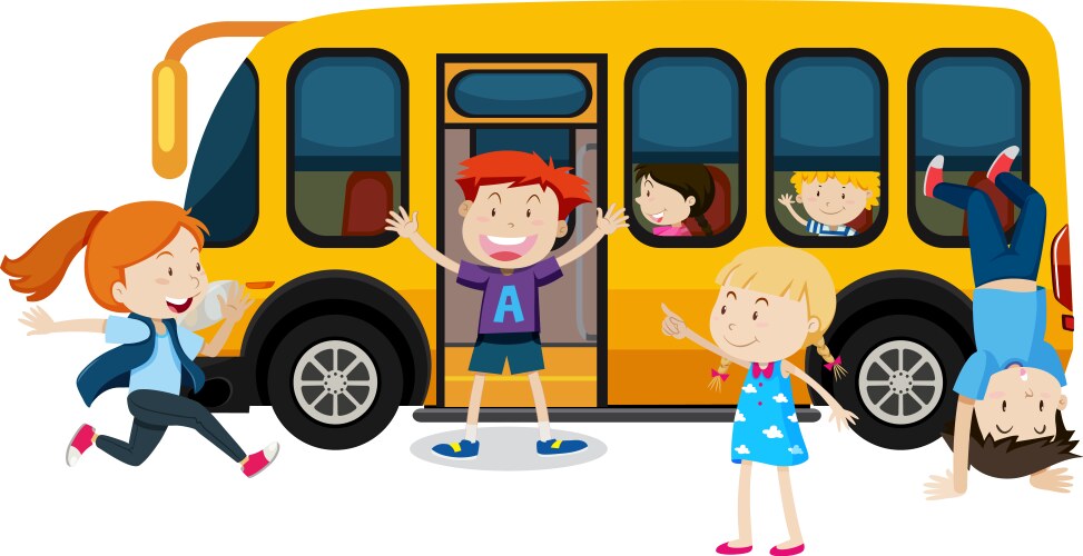 A kids in the bus Royalty Free Vector Image - VectorStock