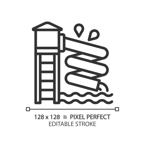 Waterslide pixel perfect white linear icon Vector Image