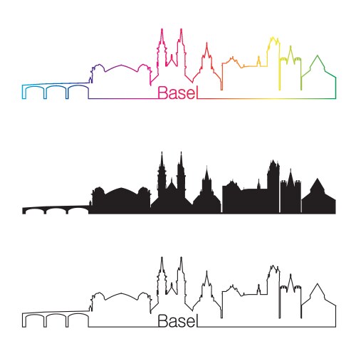 Single continuous line drawing of basel city Vector Image