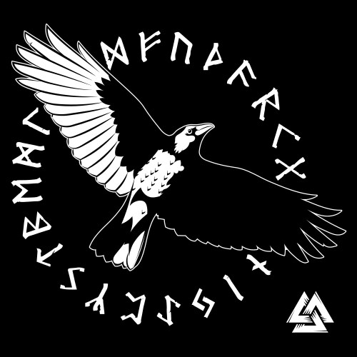 Two black crows an of scandinavian Royalty Free Vector Image