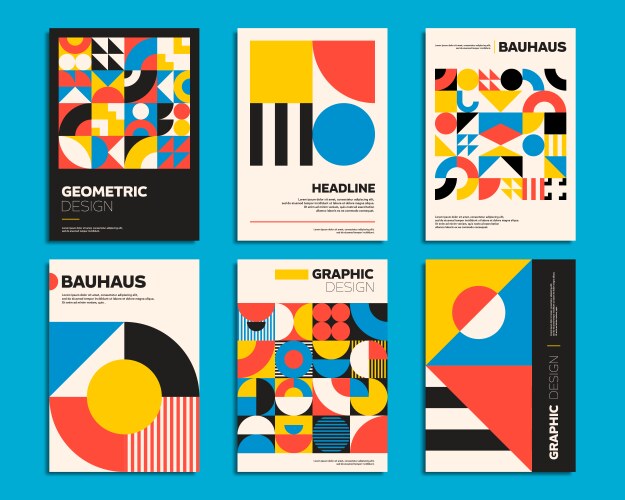 Geometric retro shapes posters abstract bauhaus Vector Image