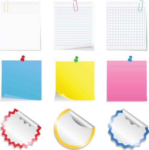 Stickers and sticky memo notes corners Royalty Free Vector