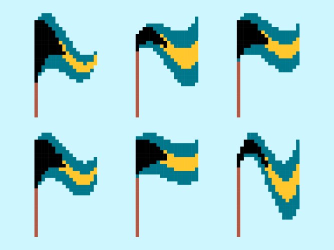 Puerto rico pixel flag icon set waving Royalty Free Vector