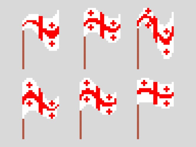 Puerto rico pixel flag icon set waving Royalty Free Vector