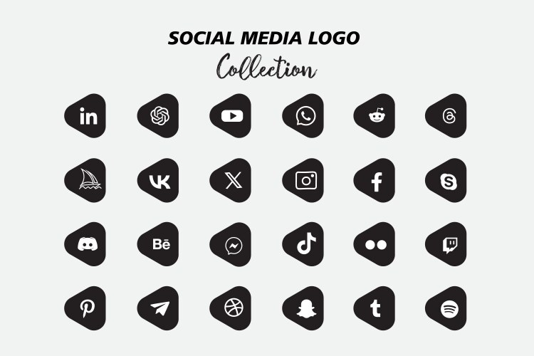 Popular social media icon collection Royalty Free Vector