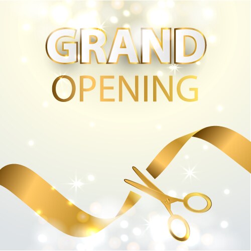 Grand opening background with red ribbon Vector Image