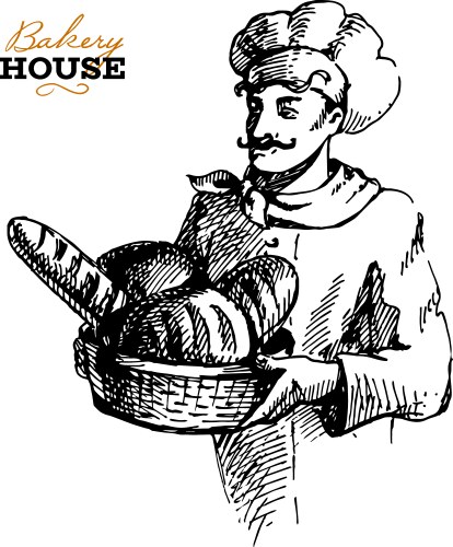 Bread drawing bakery product sketch Royalty Free Vector