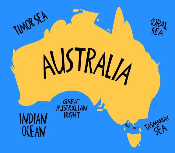 Hand drawn stylized map australia travel Vector Image