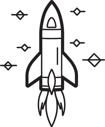Galactic rocket lineart logo icon nebula Vector Image