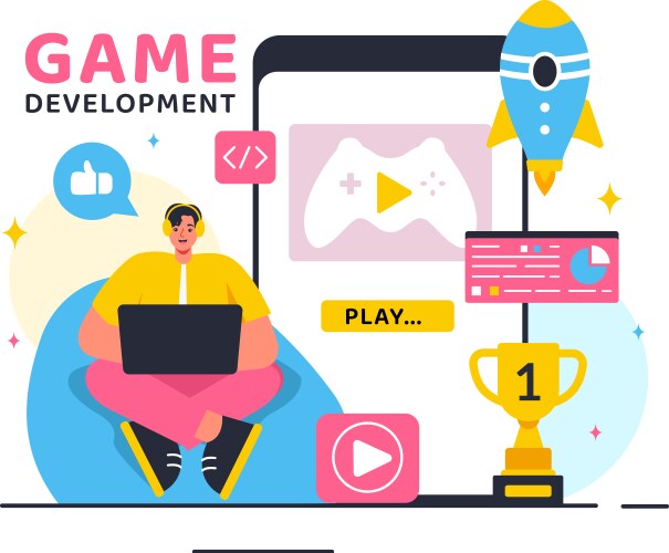 Video game development with games digital Vector Image