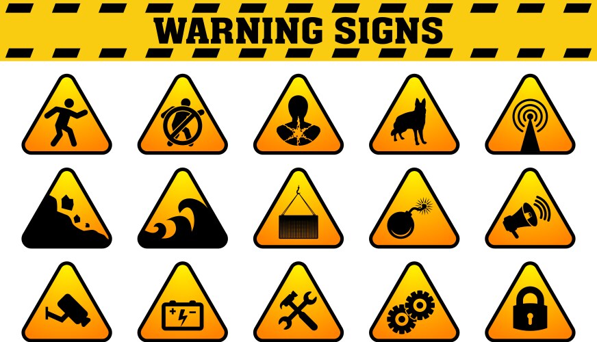 Danger symbols or warning signs labels design Vector Image