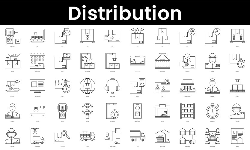 Set of outline frames icons minimalist thin Vector Image