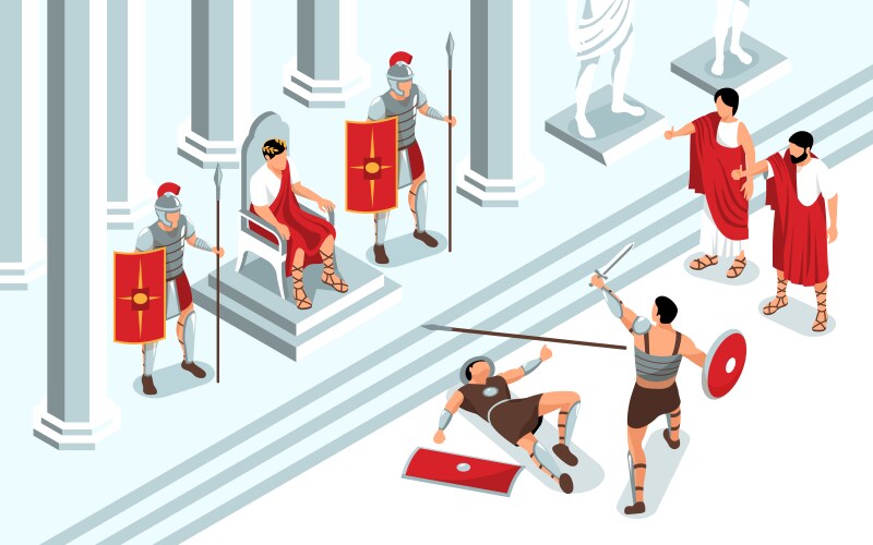 Ancient rome objects and warriors cartoon Vector Image