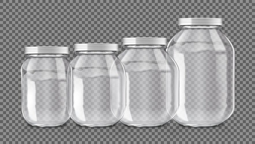 Realistic empty glass jar mockup set isolated Vector Image