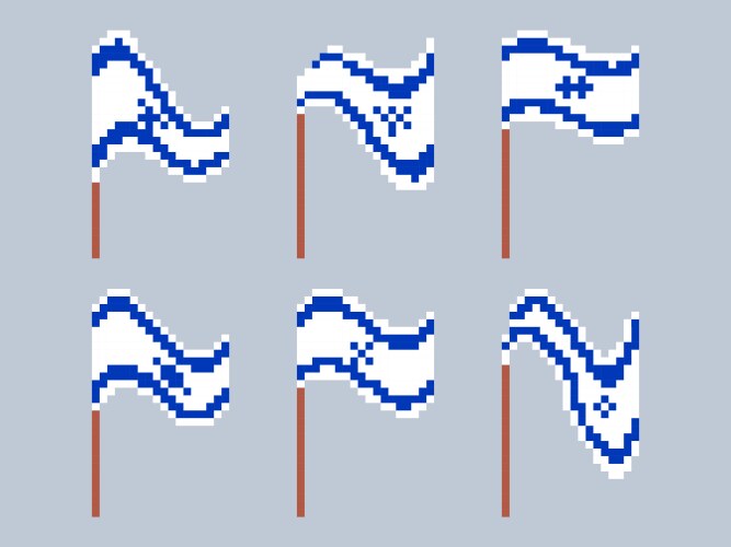 Puerto rico pixel flag icon set waving Royalty Free Vector