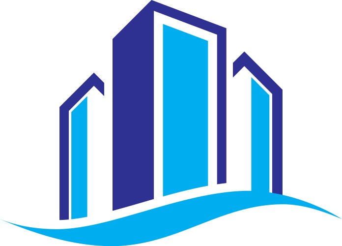 Line building wave logo Royalty Free Vector Image