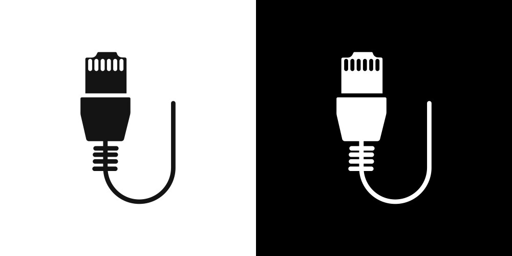 Ethernet cable plug icon set Royalty Free Vector Image