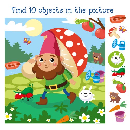 Children in playground find 10 hidden objects Vector Image