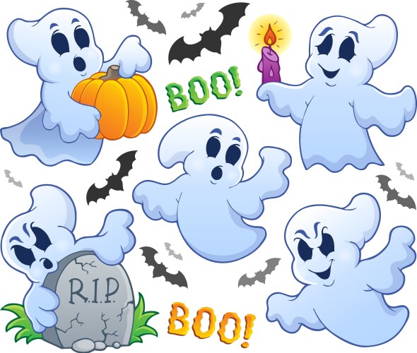 Cartoon funny ghost collection set Royalty Free Vector Image