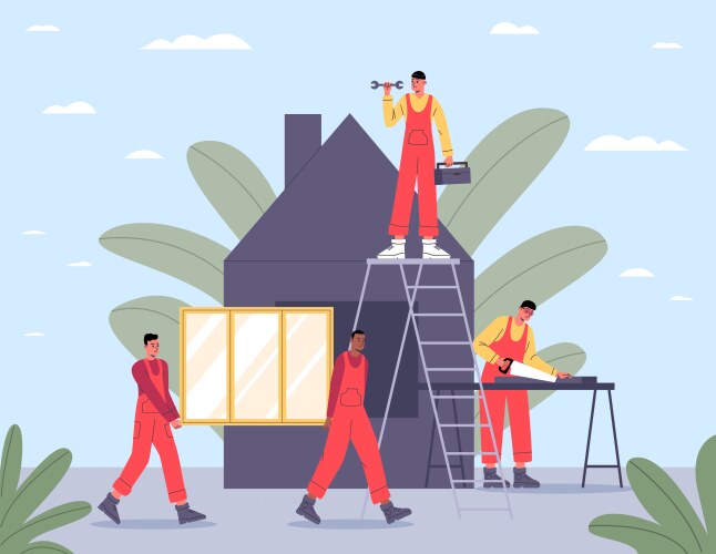 Renovation cartoon scene Royalty Free Vector Image