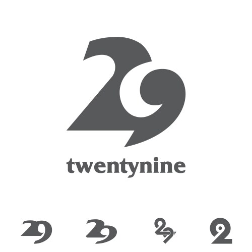 Number twenty nine and cartoon objects group Vector Image