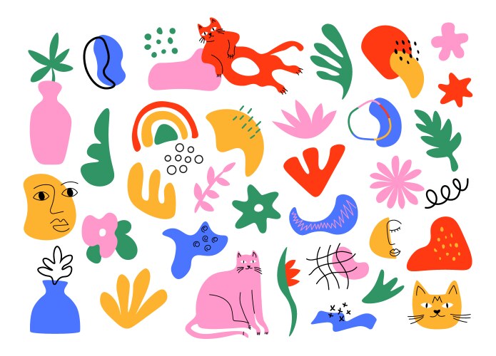 Set stickers with happy playing red cats Vector Image