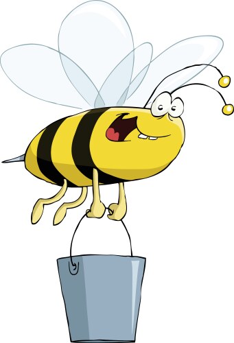 Beautiful bee with a bucket Royalty Free Vector Image