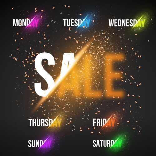 Calendar week days with explosion effect Vector Image