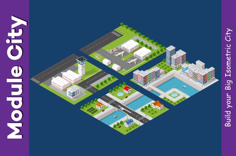 Isometric modules of the modern 3d city Royalty Free Vector
