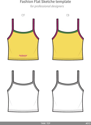 Tank top fashion flat sketch template Royalty Free Vector