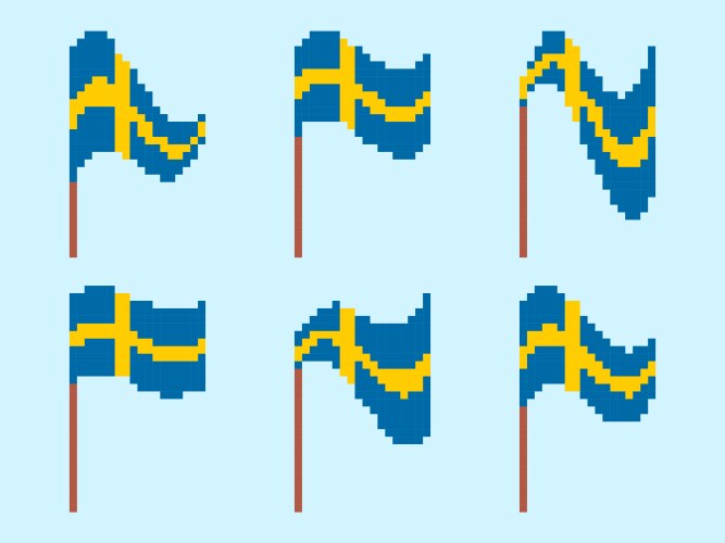 Puerto rico pixel flag icon set waving Royalty Free Vector