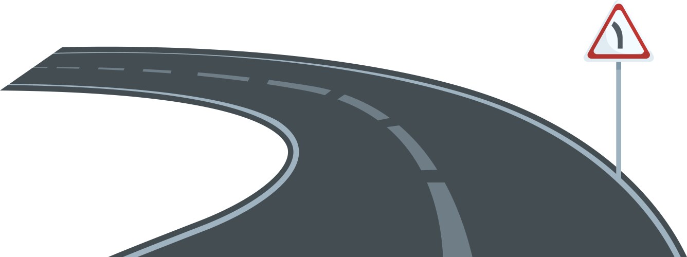 Winding road turning left and right disappearing Vector Image