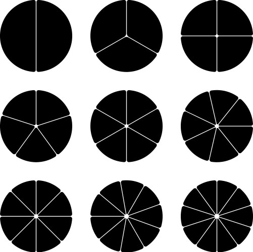 Circle segments set black thin outline Royalty Free Vector