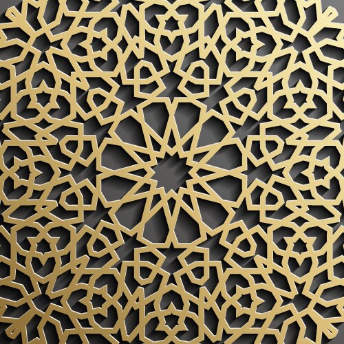 Gold islamic pattern on black background Vector Image