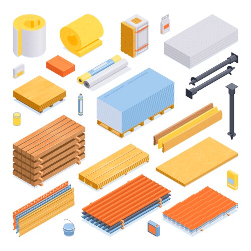 Building and construction materials icon set Vector Image