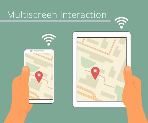 Multiscreen interaction e-mail synchronization Vector Image