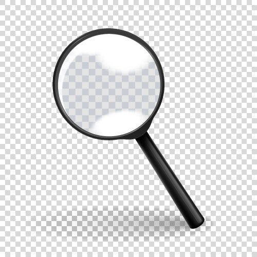 Hand holding magnifying glass on transparent Vector Image