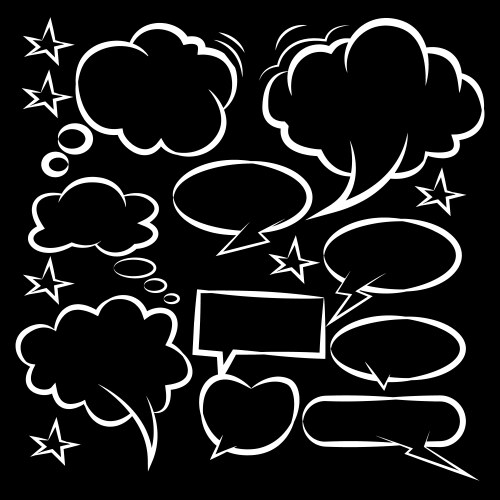 Comic speech bubbles icons collection color Vector Image
