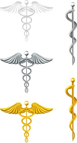 Banner with hermes staff caduceus and runes Vector Image
