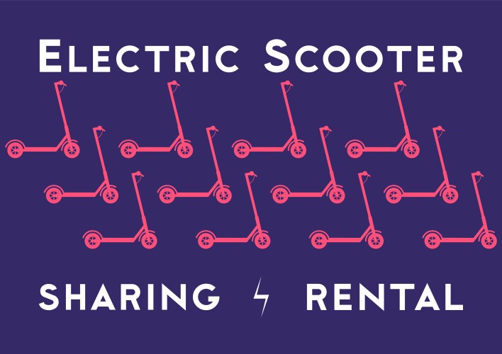 Electric scooter rental and sharing logo poster Vector Image