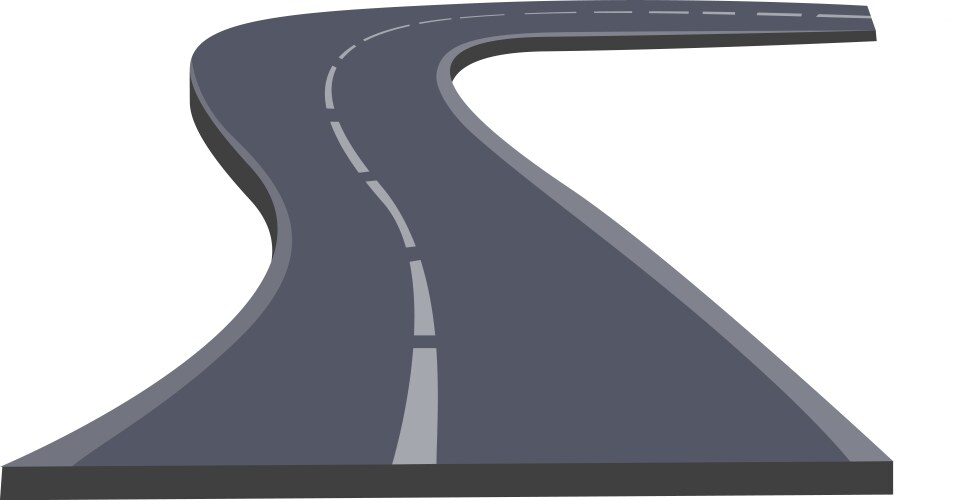 Winding road making a u turn on white background Vector Image