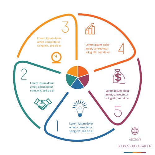 Infographic on five positions Royalty Free Vector Image