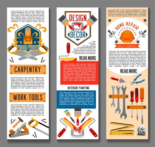 Home repair banners set Royalty Free Vector Image